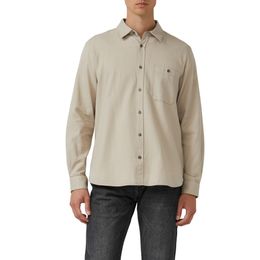 Langarmhemd s.Oliver, Herren, Gr. L, N-Gr, beige, Piqu&eacute;, Obermaterial: 100% Baumwolle, unifarben, regular fit normal, Manschette, Hemden, mit Brusttasche