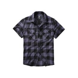 Karohemd Brandit "Brandit Herren Checkshirt Halfsleeve", Herren, Gr. 5XL, US-Gr&ouml;&szlig;en, schwarz, grau, 100% Baumwolle, normal, Hemden Karohemd