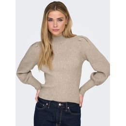 Only Damen Strickpullover "ONLKATIA L/S HIGHNECK PULLOVER KNT NOOS", braun, Gr. M, unifarben, Strick, Obermaterial: 50% Viskose, 27% Nylon, 23%