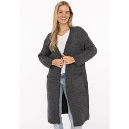 Zwillingsherz Damen Strickjacke ""Kuschel""grau, Gr. S, Strick, Obermaterial: 67% Polyester, 18% Polyamid, 15% Wolle, Strickjacken, mit Taschen und