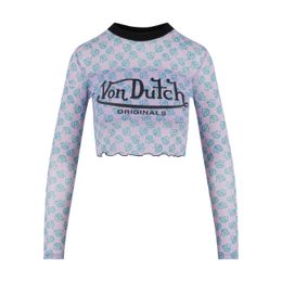 Longsleeve Von Dutch "Von Dutch AKELA SHIRTS", Damen, Gr. L, pink, 100% Polyester, bedruckt, normal, Rundhals, Shirts