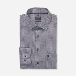 OLYMP Damen Langarmhemd "Luxor"aubergine, Gr. 43, gemustert, Web, Obermaterial: 100% Baumwolle, Hemden