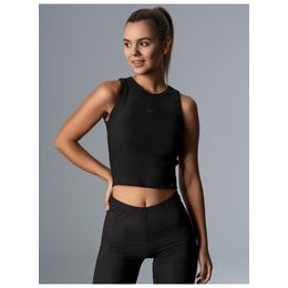 TRIGEMA Damen Crop-Top "TRIGEMA Cropped Top aus elastischem Doppelripp", schwarz, Basic, Gr. L, 90% Baumwolle, 10% Elasthan, Tops