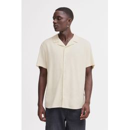 Blend Herren Kurzarmhemd "BHBOBBY Shirt cuba", beige, Basic, Gr. XL, unifarben, 55% Leinen, 45% Viskose, Hemden, L&auml;ssiges Kurzarmhemd mit Cuba Kragen