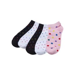 Urban Classics Damen Basicsocken "Urban Classics Damen No Show Socks Rainbow Dots 5-Pack", Gr. 43wei&szlig;, schwarz, hibiskuspink, Baumwolle, Elasthan,