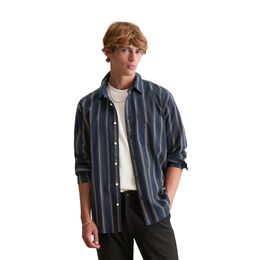 Marc O'Polo Langarmhemd MARC O'POLO DENIM "mit mehrfarbigen Streifen", Herren, Gr. S, Normalgr&ouml;&szlig;en, dunkelblau, Obermaterial: 100% Baumwolle, gestreift, regular fit normal, Manschette, Hemden