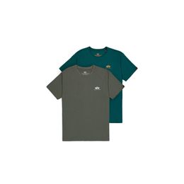 Herren T-Shirt "Basic T-Shirt SL 2 Pack"schwarz olive, force gr&uuml;n, Gr. XXXL, Alpha Industries, Obermaterial: 100% Baumwolle, Shirts