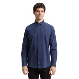 Tom Tailor Herren Langarmhemdblau vichy check, Gr. XL, kariert, Web, Obermaterial: 100% Baumwolle, Hemden, mit Karomuster