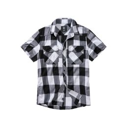 Karohemd Brandit "Brandit Herren Checkshirt Halfsleeve", Herren, Gr. 7XL, US-Größen, weiß, schwarz, 100% Baumwolle, normal, Hemden Karohemd