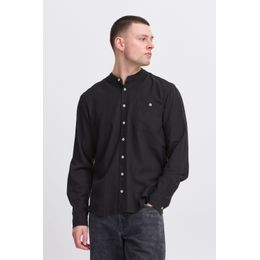 Blend Herren Langarmhemd "BHBobby Shirt mandarin", schwarz, Gr. XL, unifarben, 55% Leinen, 45% Viskose, Hemden, Stilvolles Langarmhemd aus Leinenmix
