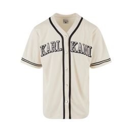 Langarmhemd Karl Kani "Karl Kani College Baseballshirt", Herren, Gr. M, US-Gr&ouml;&szlig;en, sanftes wei&szlig;, schwarz, 100% Polyester, normal, Hemden