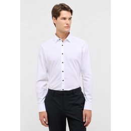 Langarmhemd Eterna "SLIM FIT", Herren, Gr. 46, Normalgr&ouml;&szlig;en, wei&szlig;, Popeline, 100% Baumwolle, schmal, Manschette, Hemden, NON IRON (b&uuml;gelfrei)