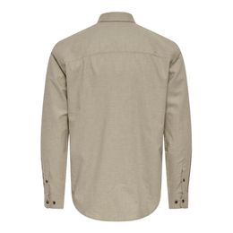 Only & Sons ONLY & SONS Herren Langarmhemd "ONSJUPITER REG FIT LS SHIRT NOOS", beige, Gr. XXL, meliert, Web, Obermaterial: 100% Baumwolle, Hemden, mit Button