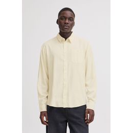Blend Herren Langarmhemd "BHBOBBY Shirt", wei&szlig;, Basic, Gr. M, unifarben, 55% Leinen, 45% Viskose, Hemden, L&auml;ssiges Langarmhemd mit Brusttasche
