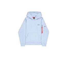 Hoodie Alpha Industries "Signature Backprint Hoodie", Herren, Gr. M, artic blau, Obermaterial: 80% Baumwolle, 20% Polyester, regular fit, Sweatshirts Hoodie
