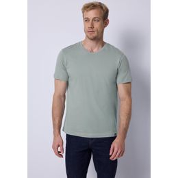 Street One MEN Herren T-Shirt, gr&uuml;n, Gr. L, unifarben, Web, 100% Baumwolle, Shirts, mit V-Ausschnitt