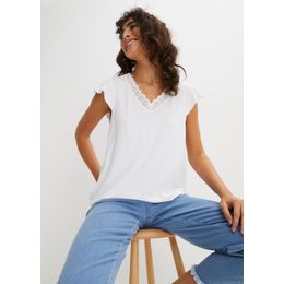 bonprix Damen T-Shirt "Shirt aus Viskose-Mix", wei&szlig;, Gr. 36, Obermaterial: 95% Viskose, 5% Elasthan, Shirts, Shirt aus Viskose-Mix