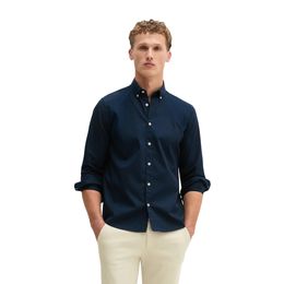 Marc O'Polo MARC O'POLO Herren Langarmhemd "aus Bio-Baumwolle", blau, Gr. XXL, unifarben, Obermaterial: 100% Baumwolle, Hemden