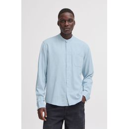 Blend Herren Langarmhemd "BHBobby Shirt mandarin", blau, Gr. S, unifarben, 55% Leinen, 45% Viskose, Hemden, Stilvolles Langarmhemd aus Leinenmix