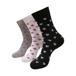 Urban Classics Damen Basicsocken "Urban Classics Unisex Recycled Yarn Flower Socks 3-Pack", Gr. 35grau schwarz, wei&szlig;, Baumwolle, Elasthan, Polyester,
