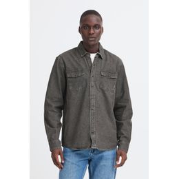 Blend Herren Jeanshemd "BHDARGO"denim grau, Basic, Gr. S, unifarben, Denim/Jeans, 100% Baumwolle, Hemden, Modernes Langarmhemd mit Brusttasche
