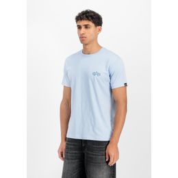 T-Shirt Alpha Industries "Signature Backprint T-Shirt", Herren, Gr. L, artic blau, Obermaterial: 100% Baumwolle, Shirts T-Shirt