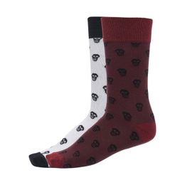 Urban Classics Damen Basicsocken "Urban Classics Unisex Skull Allover 2-Pack", Gr. 35burgundy, wei&szlig;, Baumwolle, Elasthan, Polyester, Socken