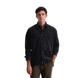 Marc O'Polo MARC O'POLO Damen Langarmhemd "mit spannendem Struktur-Mix"schwarz navy, Gr. XXL, unifarben, Obermaterial: 100% Baumwolle, Hemden