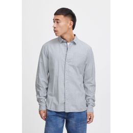 Blend Herren Langarmhemd "BHShirt", blau, Gr. S, gestreift, Web, 55% Baumwolle, 45% Leinen, Hemden, Stilvolles Langarmhemd mit Brusttasche aus