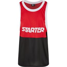 Herren Tanktop "Starter Black Label Herren Starter Split Mesh Tank Top"cityrot, schwarz, Gr. L, STARTER Black Label, bedruckt, 100% Polyester, Tops