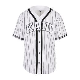 Karl Kani Damen Langarmhemd "Karl Kani Herren KM221-115-2 Serif Pinstripe Baseball Shirt"weiß, Gr. M, 100% Polyester, Hemden