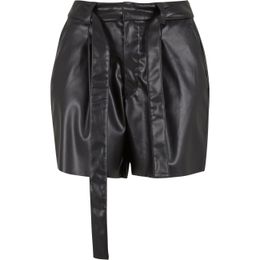 Urban Classics Damen Shorts "Urban Classics Ladies Synthetic Leather Shorts"schwarz, Gr. 31, unifarben, 100% Kunststoff, Hosen