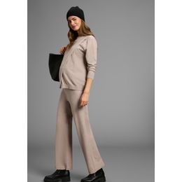 Neun Monate Damen Umstandshose "Strickhose f&uuml;r Schwangerschaft und Stillzeit", beige, Basic, Gr. 40, unifarben, Feinstrick, Obermaterial: 50%