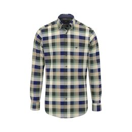 Fynch-Hatton Herren Karohemd, bunt, Gr. S, kariert, Jersey, Obermaterial: 100% Baumwolle, Hemden, mit Brusttasche und Logo-Stickerei