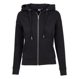 Sweatjacke Urban Classics "Urban Classics Damen Ladies Classic Zip Hoody", Damen, Gr. M, schwarz, 63% Baumwolle, 37% Polyester, unifarben, Sweatjacken Sweatjacke
