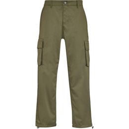 Cargohose DROPSIZE "Dropsize Herren Dropsize Single Cargo Pocket Workwear Pants", Damen, Gr. W33, Normalgrößen, olive, 65% Polyester, 35% Baumwolle, unifarben, loose fit, Hosen Cargohose