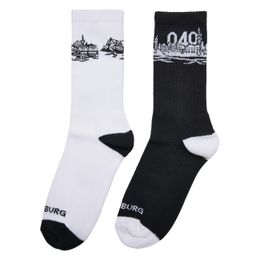MisterTee Damen Basicsocken "MisterTee Unisex Major City 040 Socks 2-Pack", Gr. 39schwarz, wei&szlig;, Baumwolle, Elasthan, Polyester, unifarben, Socken