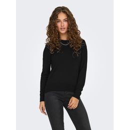 Only Damen Strickpullover "ONLVENICE LIFE LS ONECK PULLOVER KNT NCA", schwarz, Gr. M, unifarben, Strick, Obermaterial: 82% Viskose, 16% Nylon, 2%