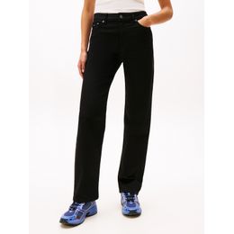 Tommy Jeans Damen Slim-fit-Jeans "KIRA MR SLIM STR DI4187", schwarz, Gr. 28, unifarben, Denim/Jeans, Obermaterial: 99% Baumwolle, 1% Elasthan, Jeans