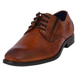 Bugatti Herren Schn&uuml;rschuh, Gr. 42, braun, Leder, leicht gl&auml;nzend, Schuhe, mit Lederinnensohle, Freizeitschuh, Halbschuh, Schn&uuml;rschuh