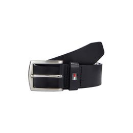 Tommy Hilfiger Herren Lederg&uuml;rtel "DENTON 3,5 cm breit", blau, Basic, Gr. 80, unifarben, Leder, G&uuml;rtel, Robuster Lederg&uuml;rtel mit Flag-Label, silberne