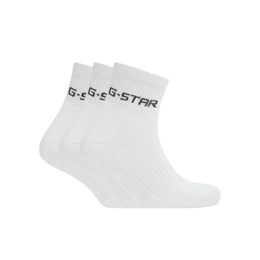 G-Star Raw G-STAR Damen Kurzsocken "GROVE, 3 PACK ANKLE SPORTS SOCKS", Gr. 44hellwei&szlig;, Baumwollmischung, unifarben, Socken, mit Logo-Jacquard