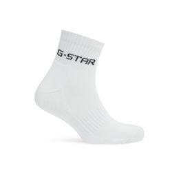 G-Star Raw G-STAR Herren Kurzsocken "GROVE, 3 PACK ANKLE SPORTS SOCKS", Gr. 44, wei&szlig;, Baumwollmischung, unifarben, Socken, mit Logo-Jacquard