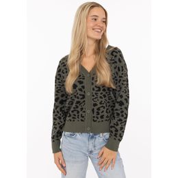 Strickpullover Zwillingsherz ""Classic Leo"", Damen, Gr. L, khaki, Strick, Obermaterial: 60% Viskose, 35% Polyacryl, 5% sonstige Fasern, h&uuml;ftbedeckend, Rundhals, Pullover Strickpullover, Animal-Muster