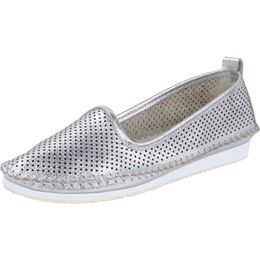 Andrea Conti Damen Slipper, Gr. 37, silber, Glattleder, Leder, Schuhe