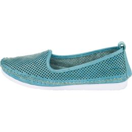 Andrea Conti Damen Slipper, Gr. 39, blau, Glattleder, Leder, Schuhe