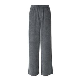 s.Oliver Damen Cordhose, grau, Gr. 42, unifarben, Cord, Obermaterial: 86% Polyester, 13% Polyamid, 1% Elasthan, Hosen, mit Elastikbund und Wide Leg