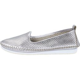 Andrea Conti Damen Slipper, Gr. 39, silber, Glattleder, Leder, Schuhe