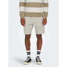 Only & Sons ONLY & SONS Herren Shorts "ONSLINUS 0007 COT LIN SHORTS NOOS", beige, Gr. XL, unifarben, Web, Obermaterial: 75% Baumwolle, 25% Leinen, Hosen