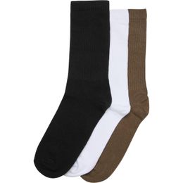 Urban Classics Damen Basicsocken "Urban Classics Daily Socks 3-Pack", Gr. 39schwarz, wei&szlig;, olive, 63% Baumwolle, 18% Polyester, 16% Polyimid, 3%